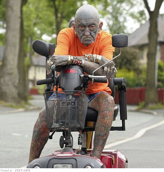 Old people with large tattoos