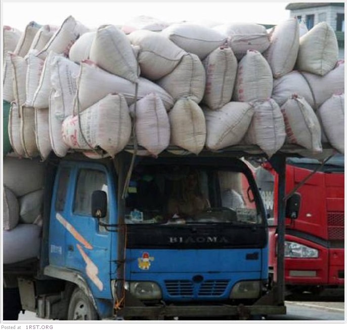 Heavily overloaded vehicles in China