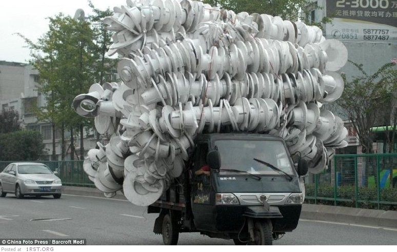 Heavily overloaded vehicles in China