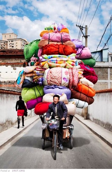 Heavily overloaded vehicles in China