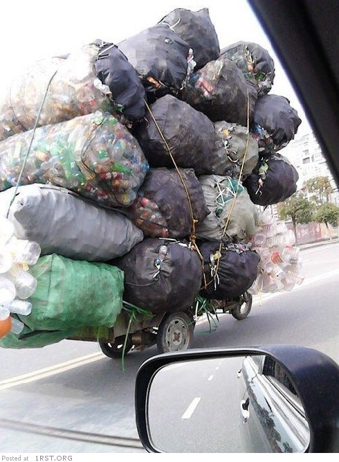 Heavily overloaded vehicles in China